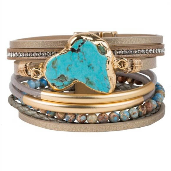 SAACHI | Jewelry | New Saachi Soraya Natural Stone Turquoise Cuff ...